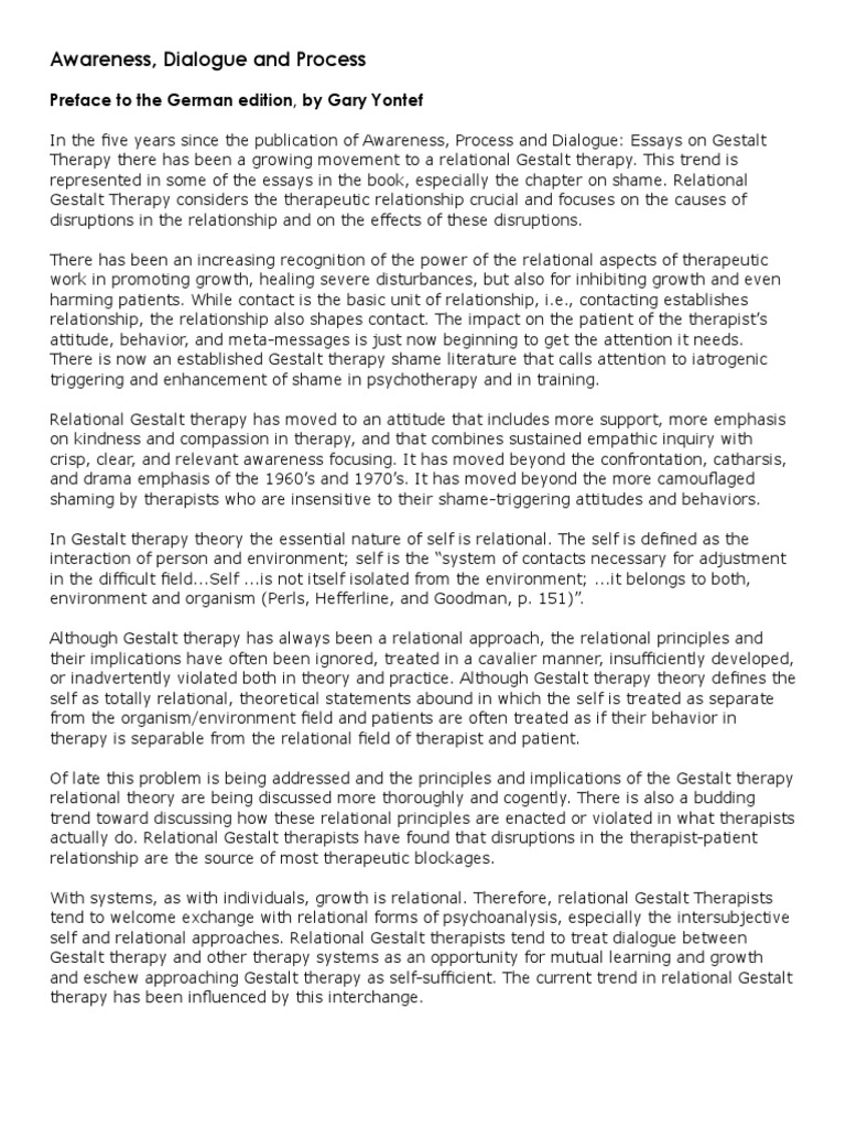 Awareness Dialogue Process | PDF | Gestalt Therapy | Phenomenology ...