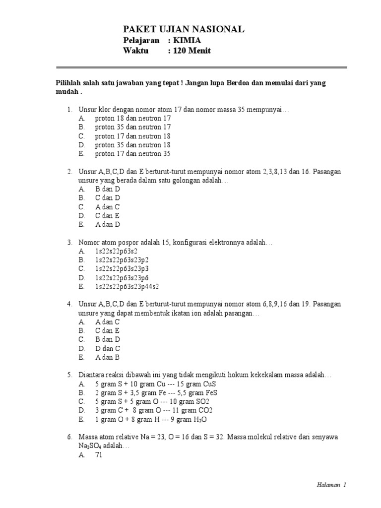 Soal Un Kimia Kls Xii Ipa (Lat 5) | PDF
