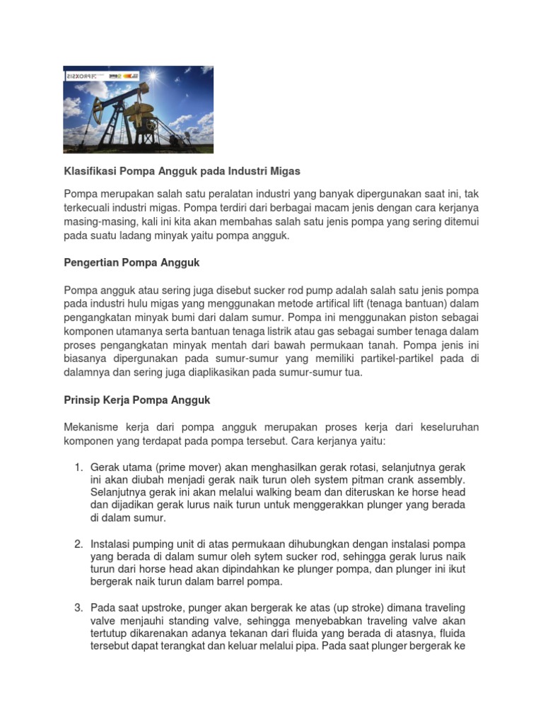 Klasifikasi dan Prinsip Kerja Pompa Angguk | PDF | Griya & Taman