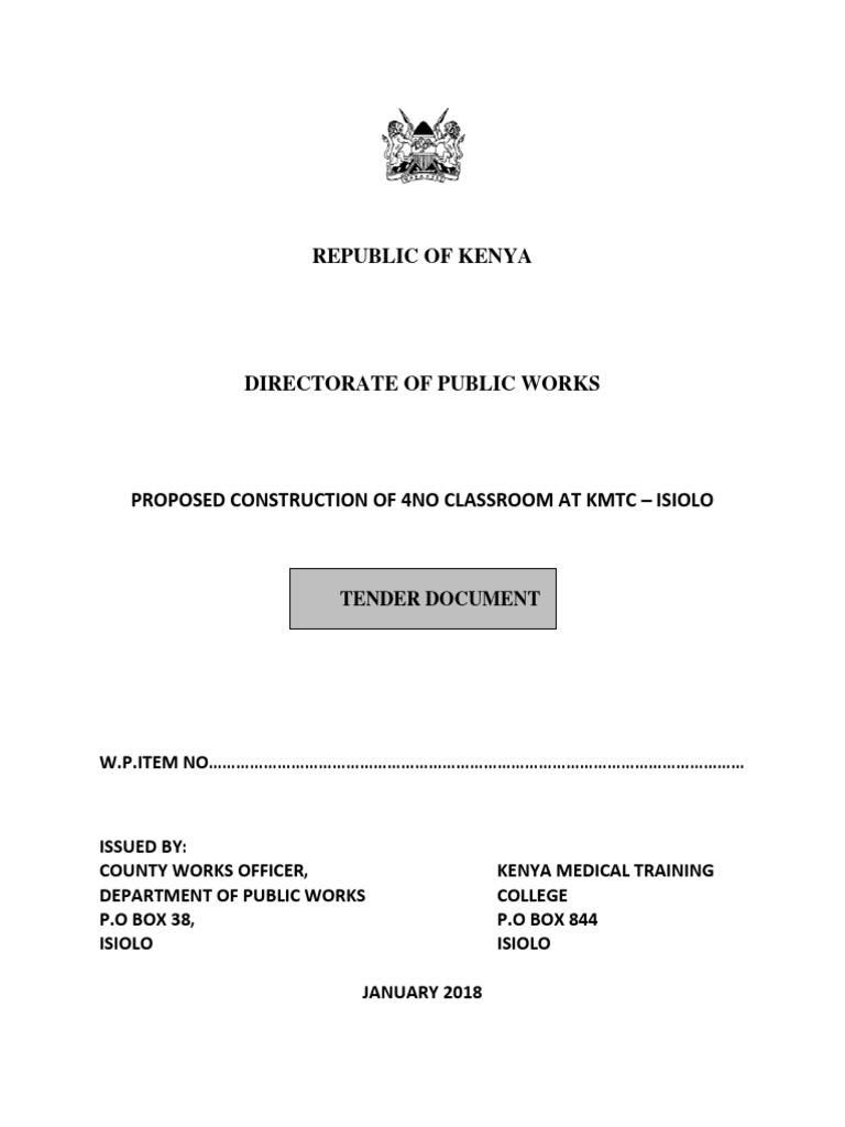 Bill of Quantities for KMTC Isiolo Classrooms | PDF | Door | Concrete