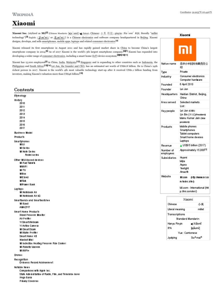 Xiaomi - Wikipedia | Xiaomi | Laptop