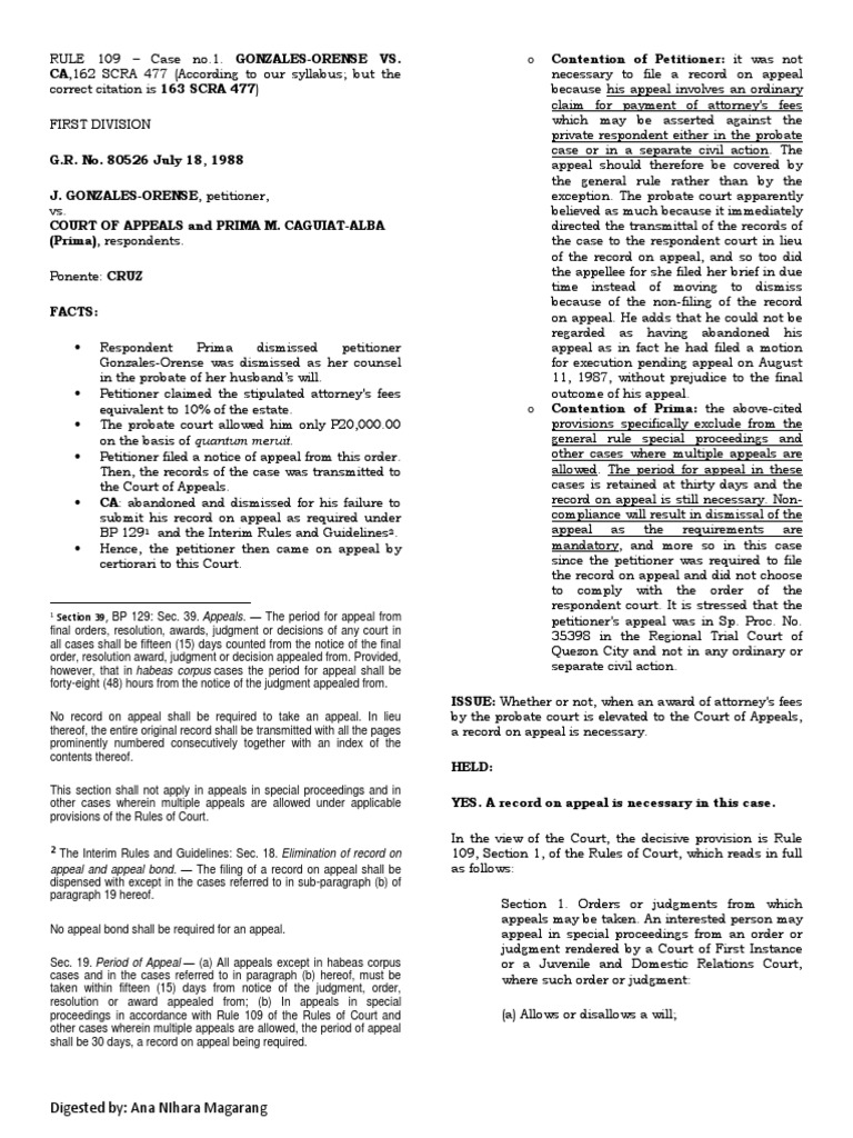 Specpro Rule 109 - Case Digests | PDF | Judgment (Law) | Probate