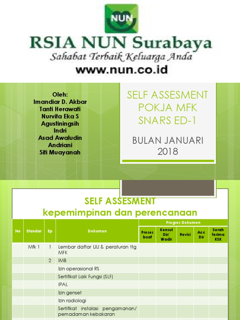 Self Assesment Pokja MFK Snars Ed-1 | PDF