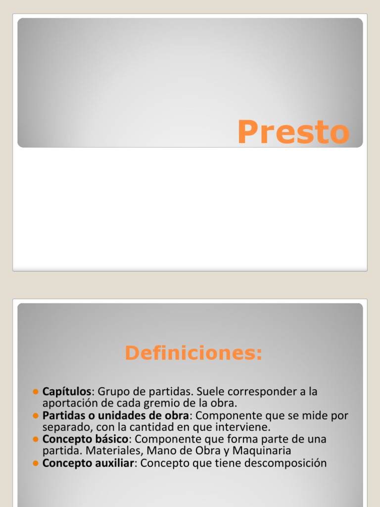 Manual básico de Presto 8.8 | Presupuesto | Electrónica | Prueba ...