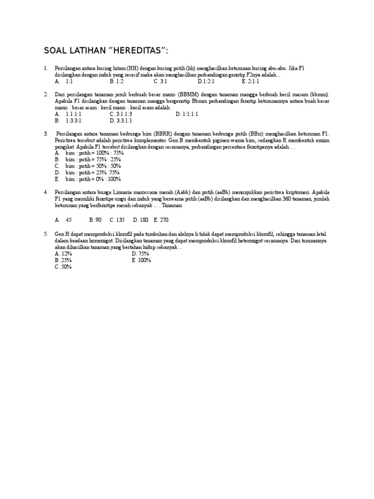 Soal Hereditas | PDF