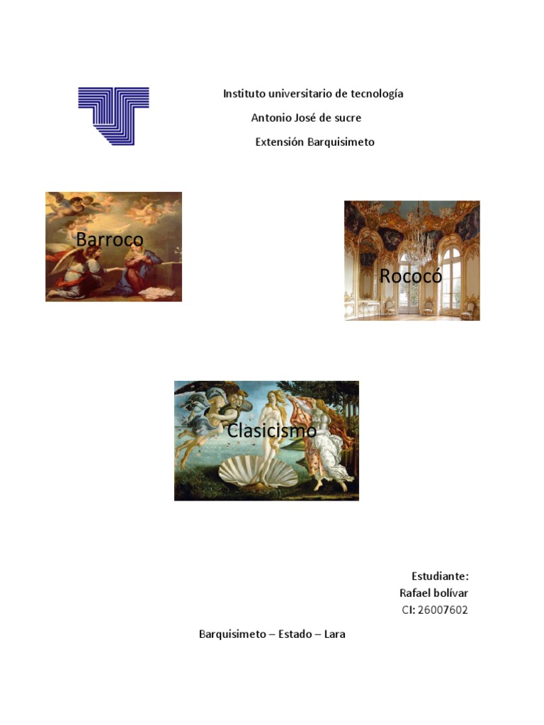 Cuadro Comparativo de Barroco-Clasicismo-Rococo | PDF | Barroco ...