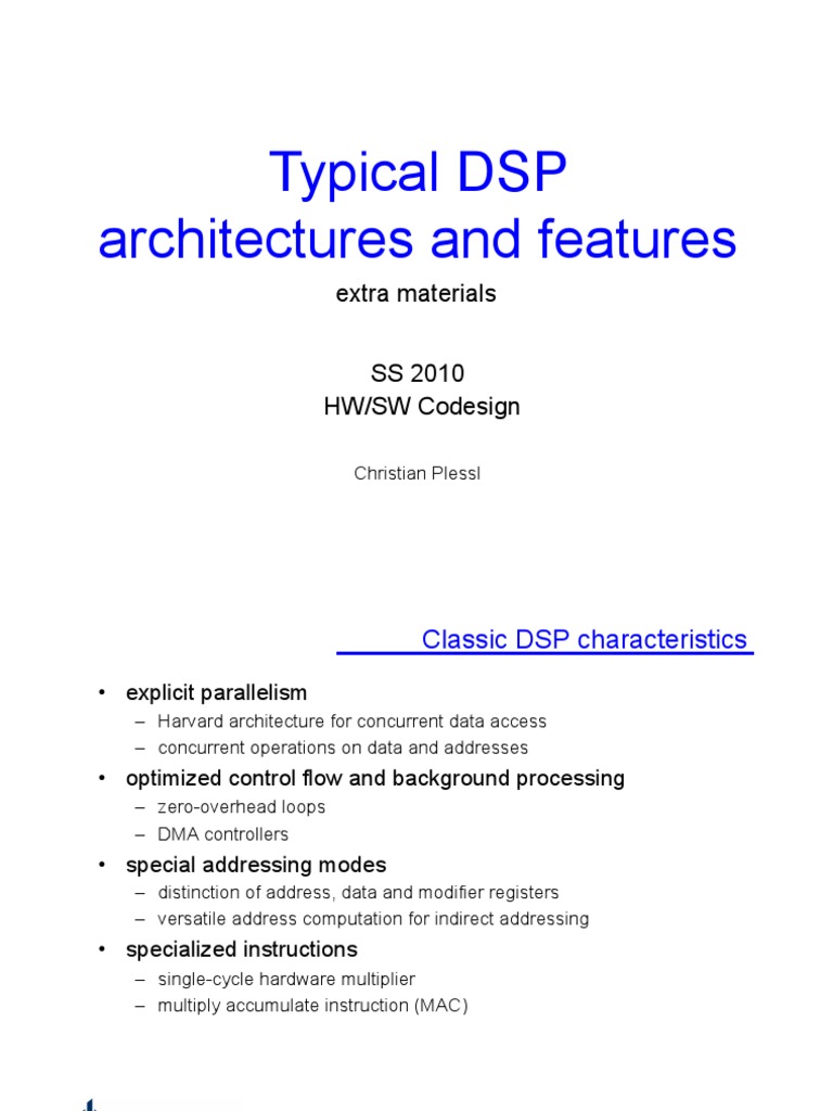Typical Dsp Architectures And Key Features Pdf Digital Signal Processor Computer Programming