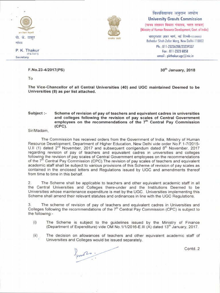 UGC 7th Pay Revision for Teachers | PDF | Government Of India | Government