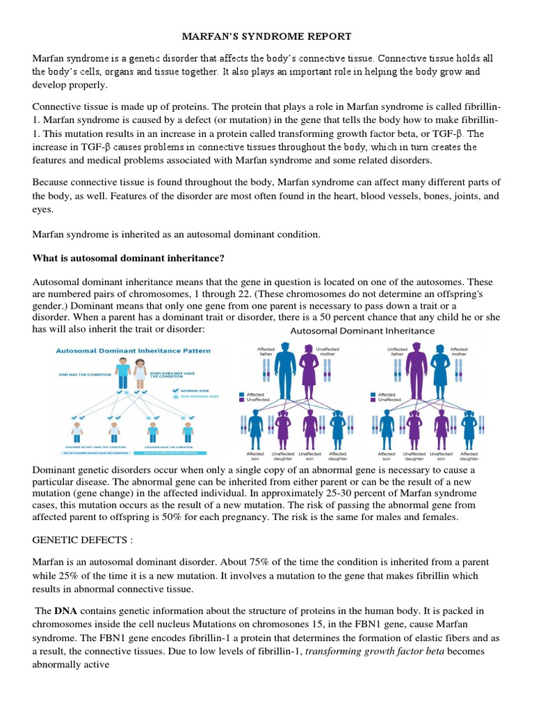 Marfan'S Syndrome Report | PDF | Genetic Disorder | Heart