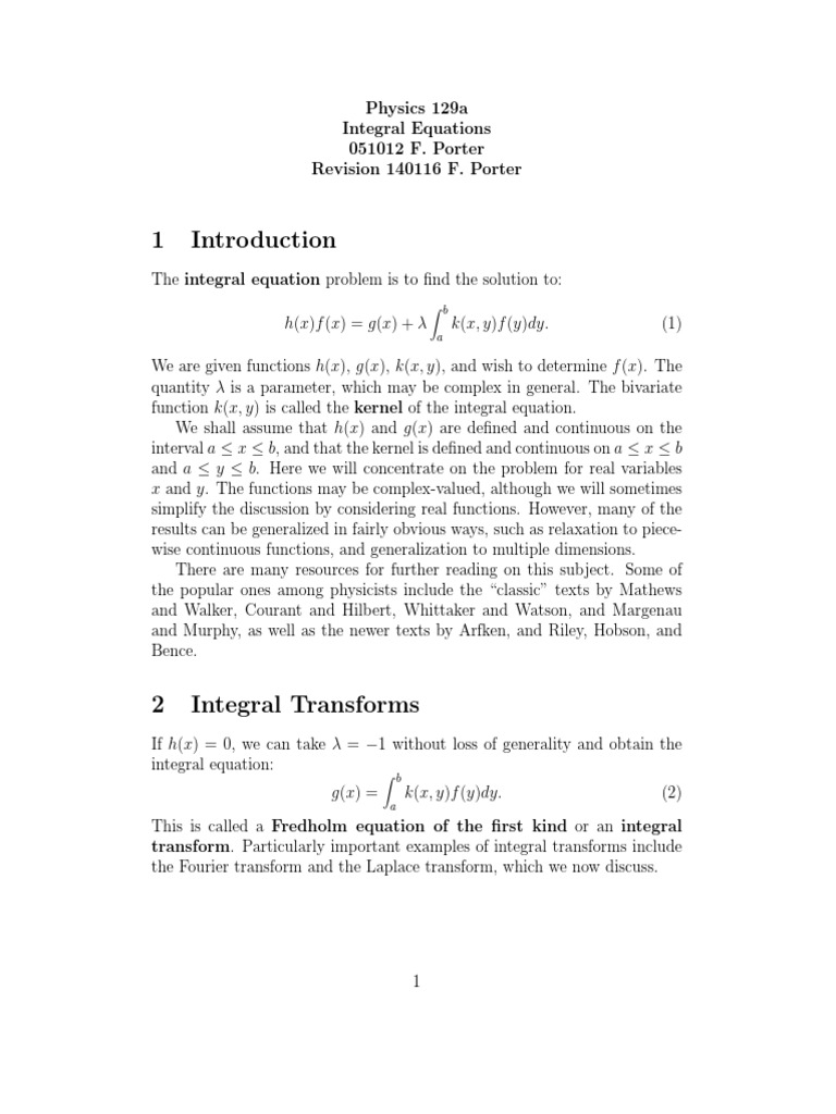 Integral Equations | PDF | Eigenvalues And Eigenvectors | Laplace Transform