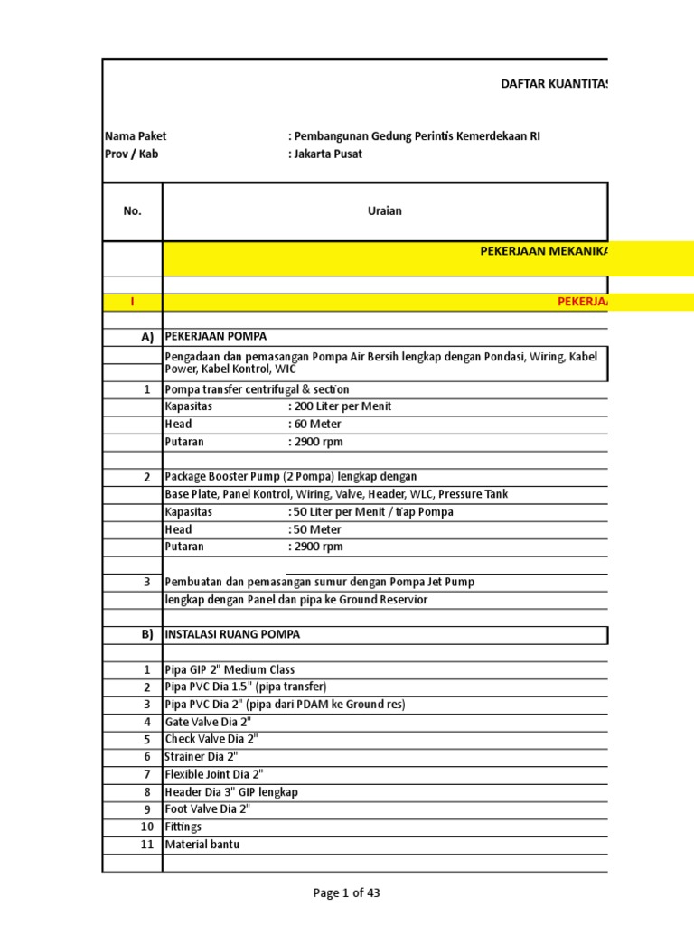 RAB MEP Pembangunan Gedung RI | PDF | Griya & Taman