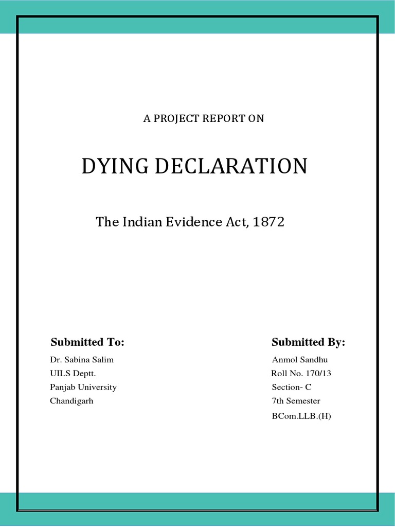 Dying Declaration | PDF | Criminal Procedure In South Africa | Hearsay