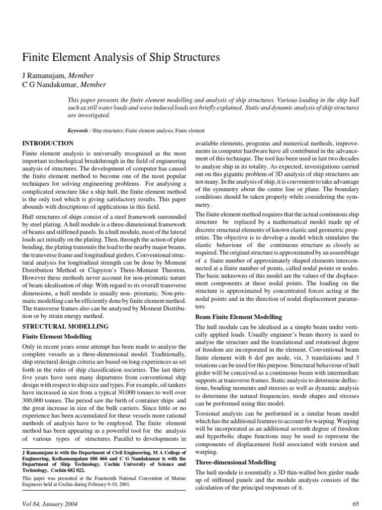Ship Hull Finite Element Analysis | PDF | Finite Element Method | Bending