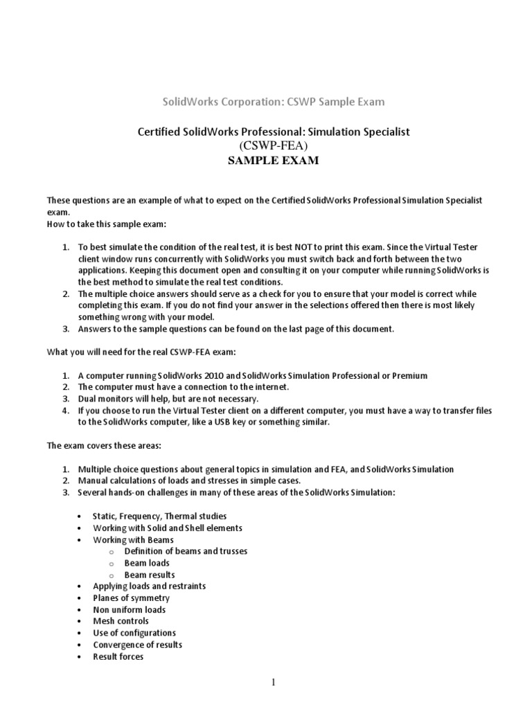 Cswp-Fea Sample Exam 2010 | Download Free PDF | Test (Assessment ...