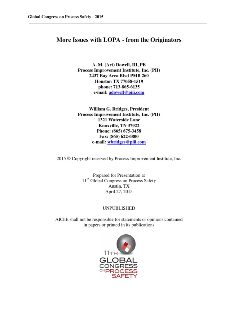 More Issues With LOPA-From The Originators-Website | PDF | Risk | Reliability Engineering