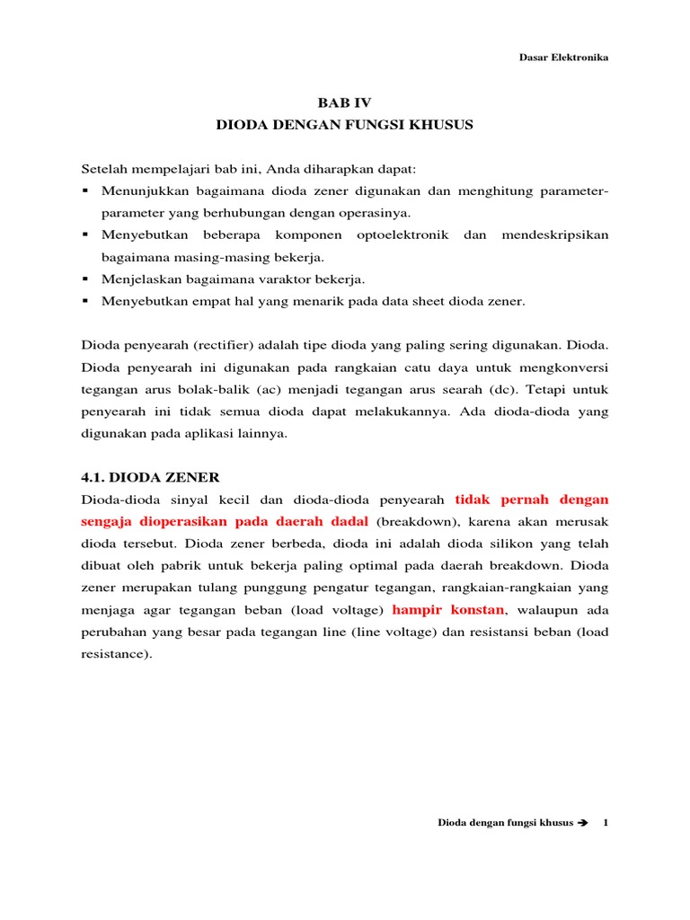 BAB 4 Dioda Dengan Fungsi Khusus PDF | PDF