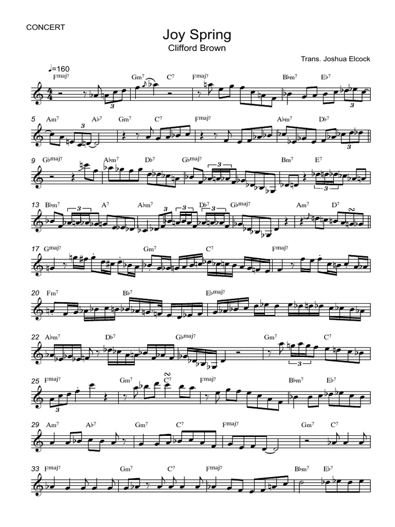 Joy-Spring - Clifford Brown COMPLETE - Full Score | PDF