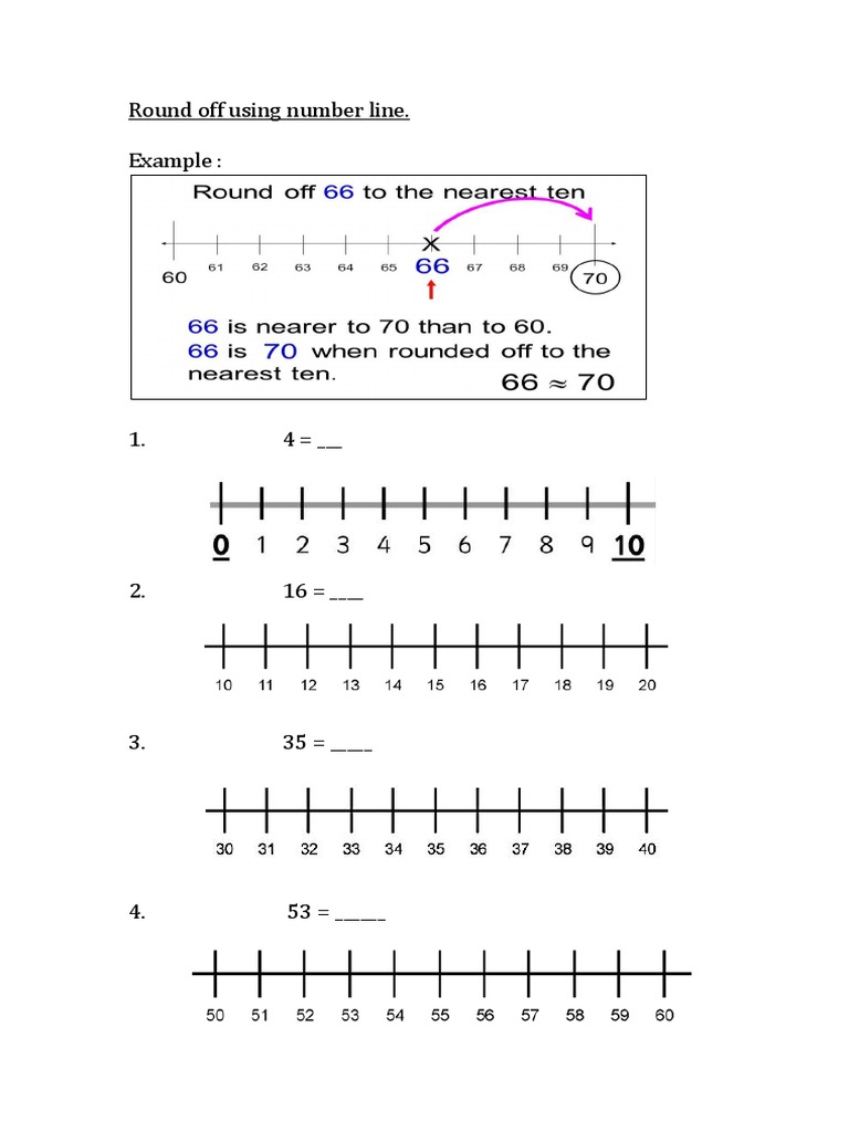 Round Off Using Number Line. Example | PDF