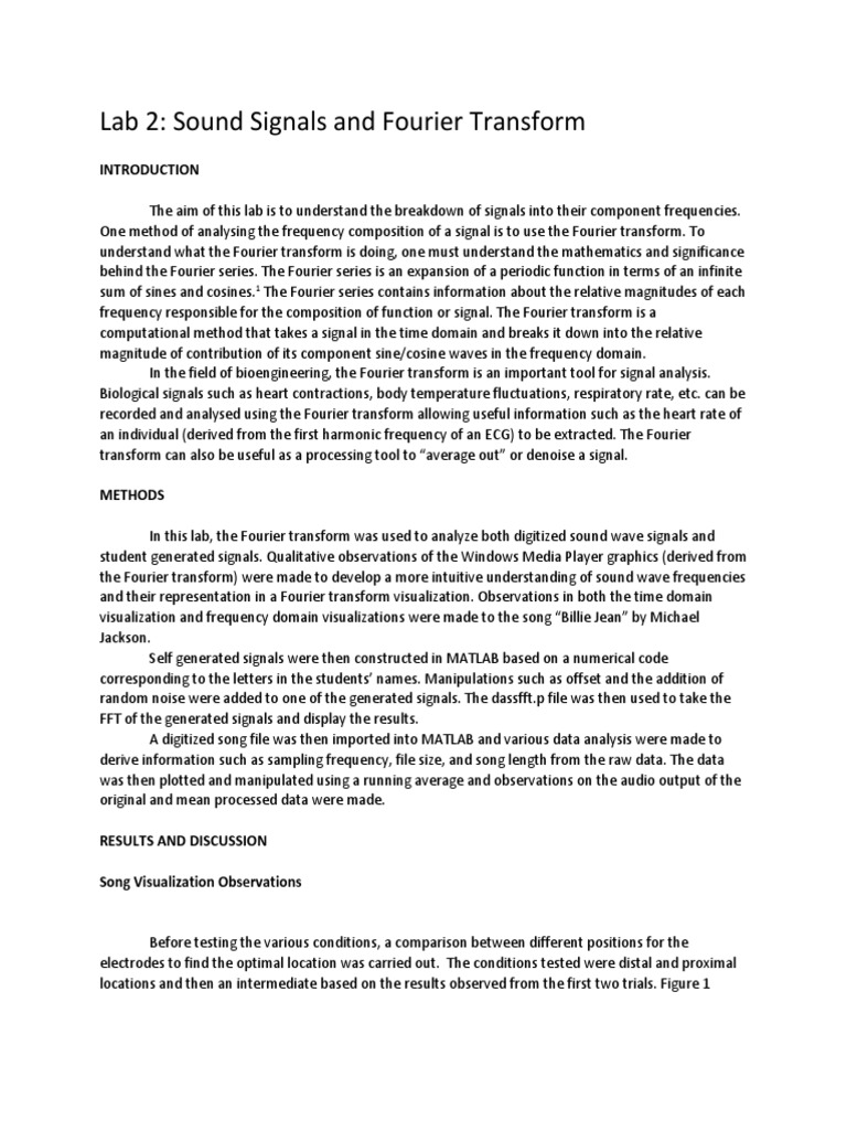 Lab 2 | PDF | Fourier Analysis | Fourier Transform