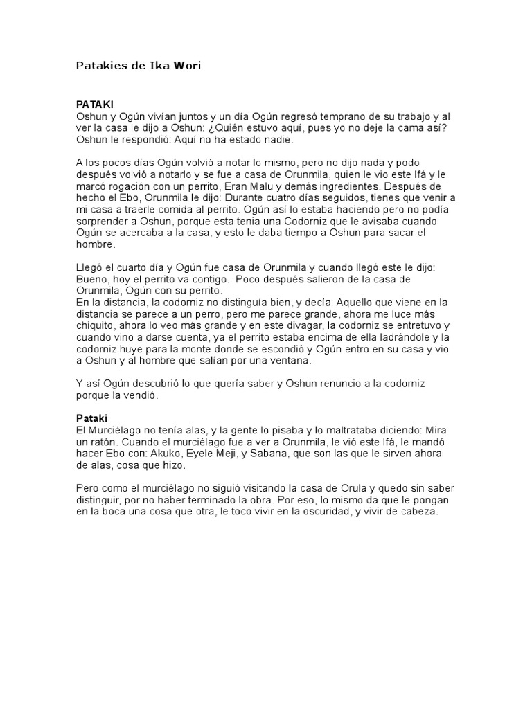Patakies Ika Wori | PDF | Religión y creencia