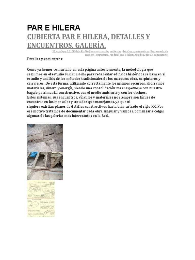 Detalles de Cubierta Par e Hilera | PDF | Techo | Ingeniería de Edificación