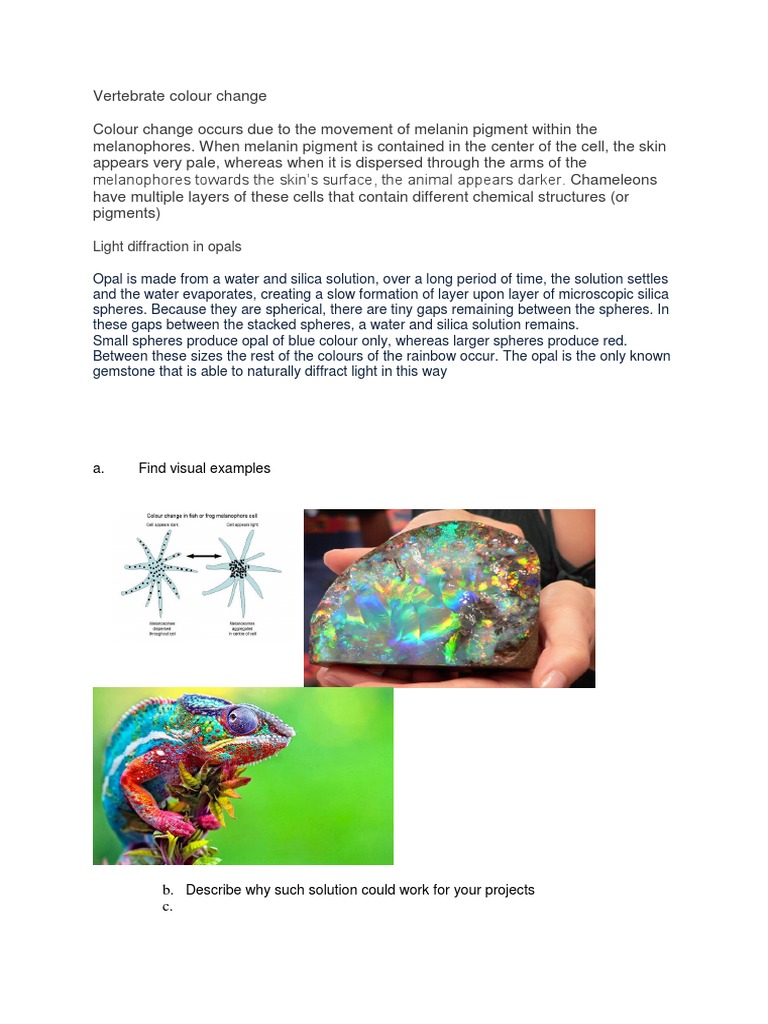 Light Diffraction in Opals: A. Find Visual Examples | PDF | Pigment | Water