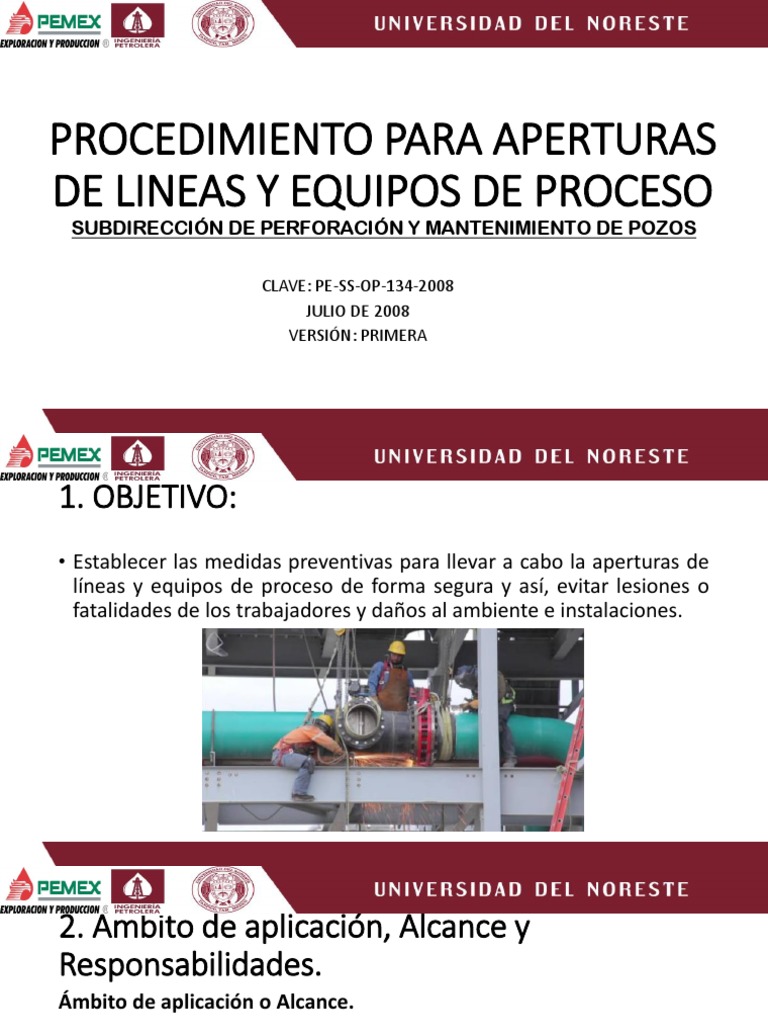 Procedimiento Para Aperturas de Lineas y Equipos De Proceso | Energía y ...