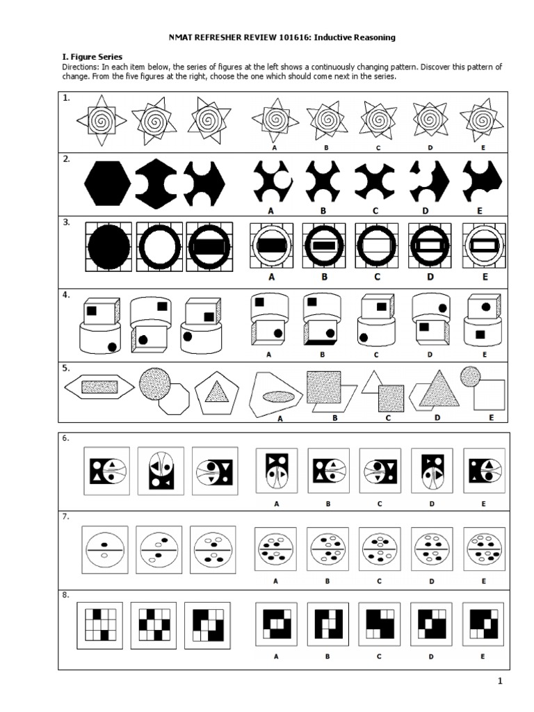 Inductive Reasoning Refresher | PDF | Inductive Reasoning | Teaching ...