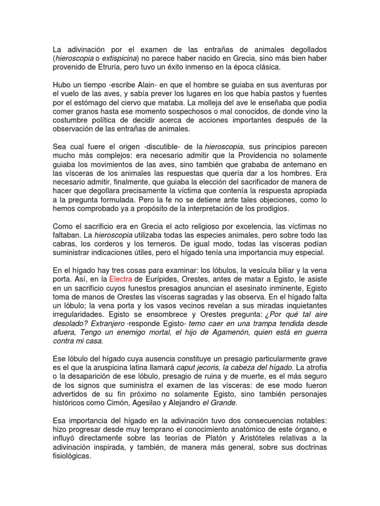 La Adivinación Por El Examen de Las Entrañas de Animales Degollados ...