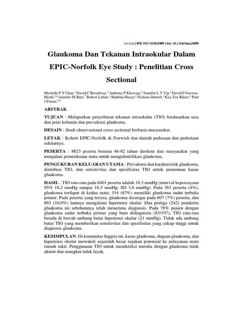 Glaukoma Dan Tekanan Intraokular Dalam EPIC | PDF