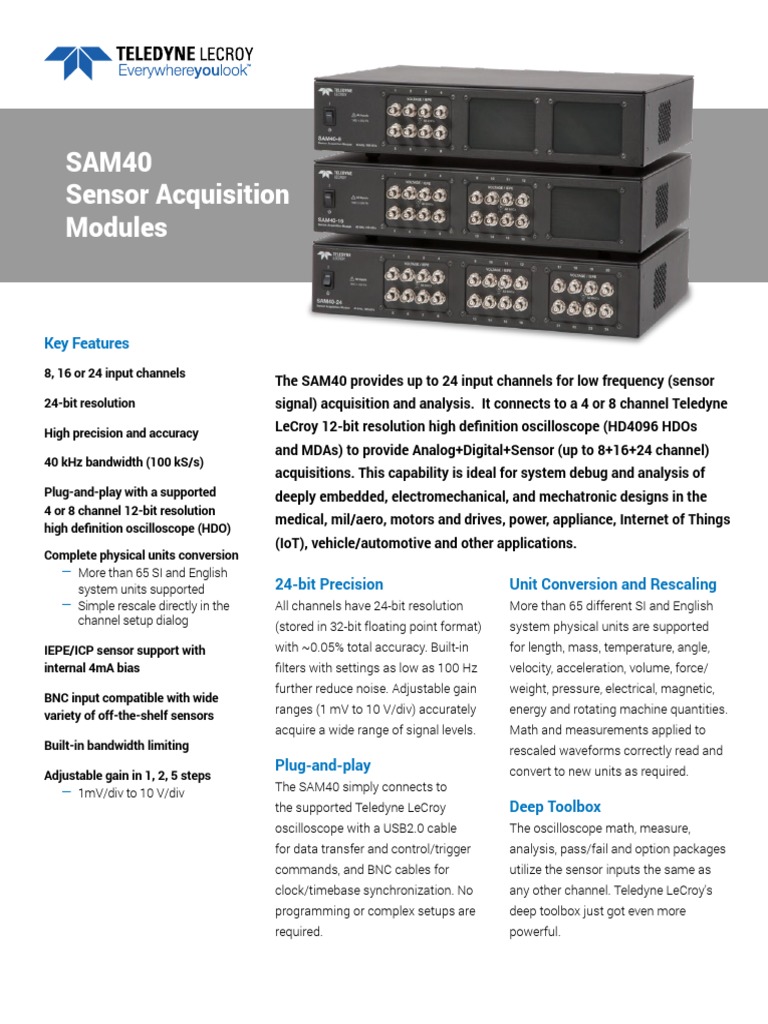 SAM40 Sensor Acquisition Modules: Key Features | PDF | Bandwidth (Signal Processing) | Sensor