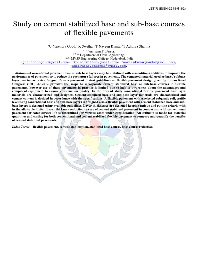 Study On Cement Stabilized Base and Sub-Base Courses of Flexible ...