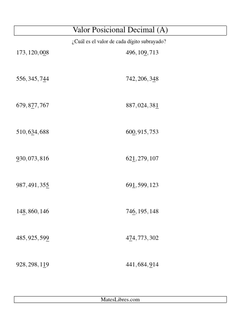 Valor Posicional | PDF | Codificaciones | Números