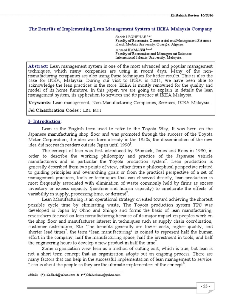 The Benefits of Implementing Lean Management System at IKEA Malaysia ...