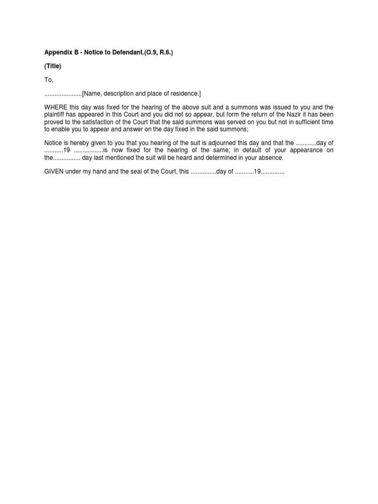 Notice To Defendant | PDF