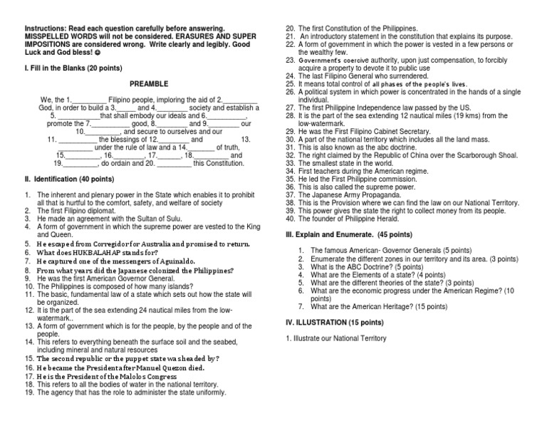 Phil His and Consti Midterm Exam | PDF | Philippines | Constitution Phil His and Consti Midterm Exam | PDF | Philippines | Constitution