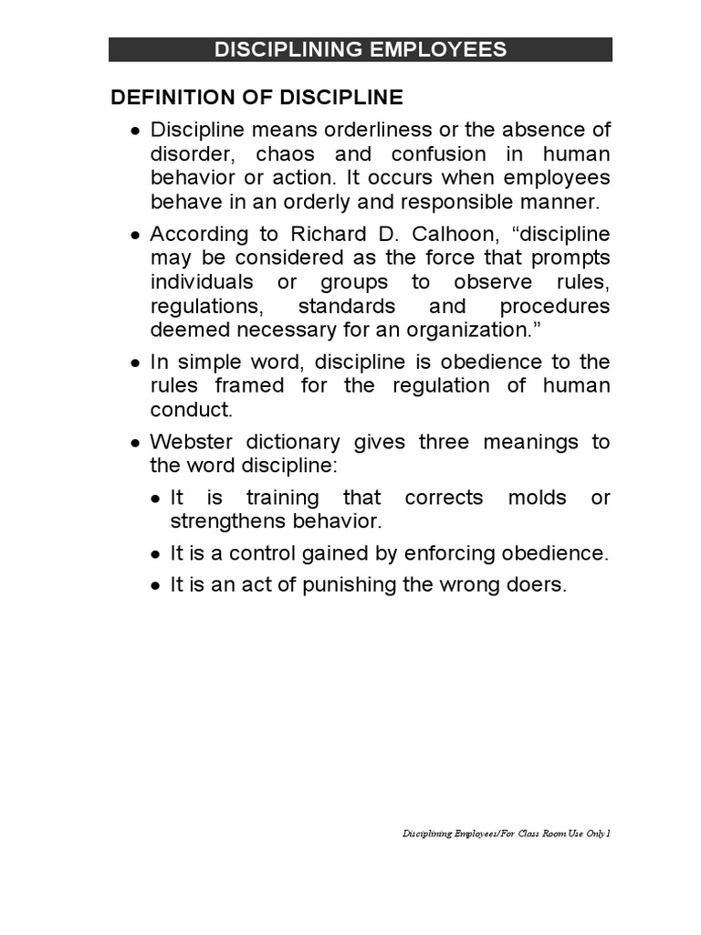 Definition of Descipline-Pp | PDF | Punishments | Employment