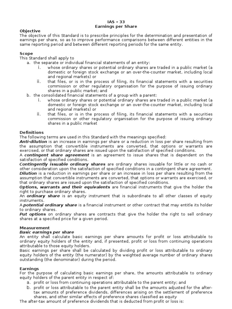 Ias - 33 | PDF | Earnings Per Share | Dividend