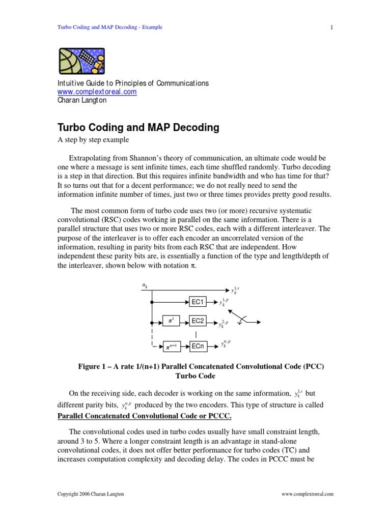 Turbo Coding And Map Decoding Intuitive Guide To Principles Of Communications Charan Langton