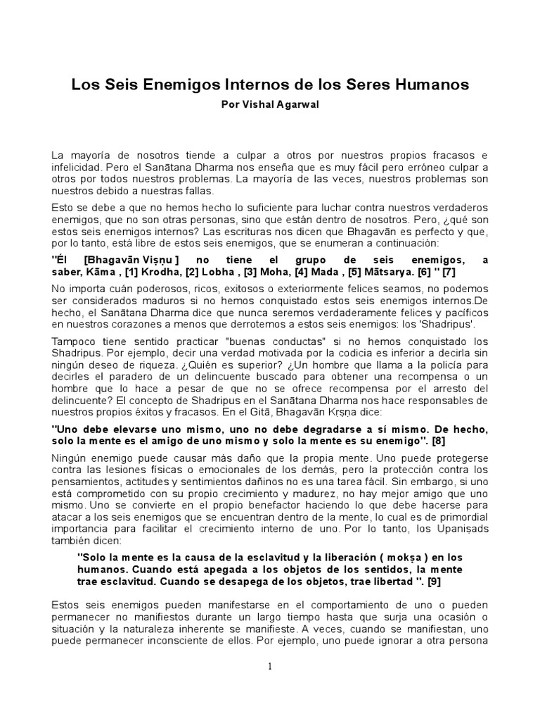 Los Seis Enemigos Internos | PDF | Ira | Mente