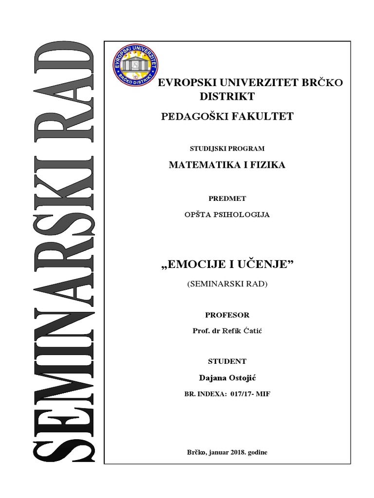 Dajana Ostojic - Emocije I Ucenje | PDF