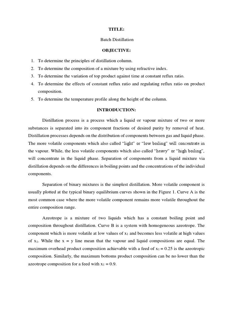 Batch Distillation | PDF | Distillation | Separation Processes