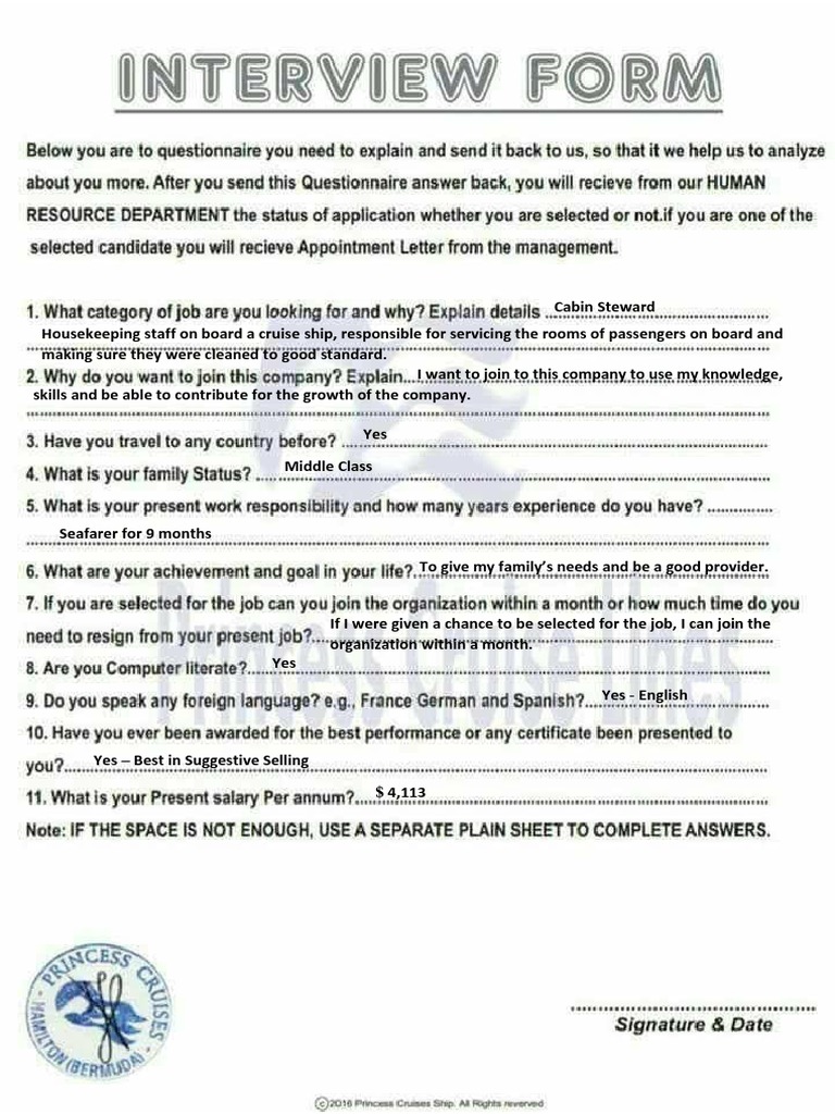 Interview Form | PDF