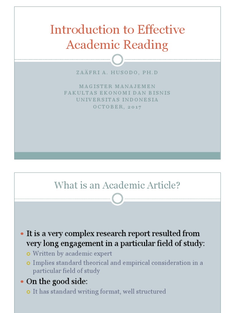 MMUI 2017 Introduction To Academic Reading | PDF | Entrepreneurship ...