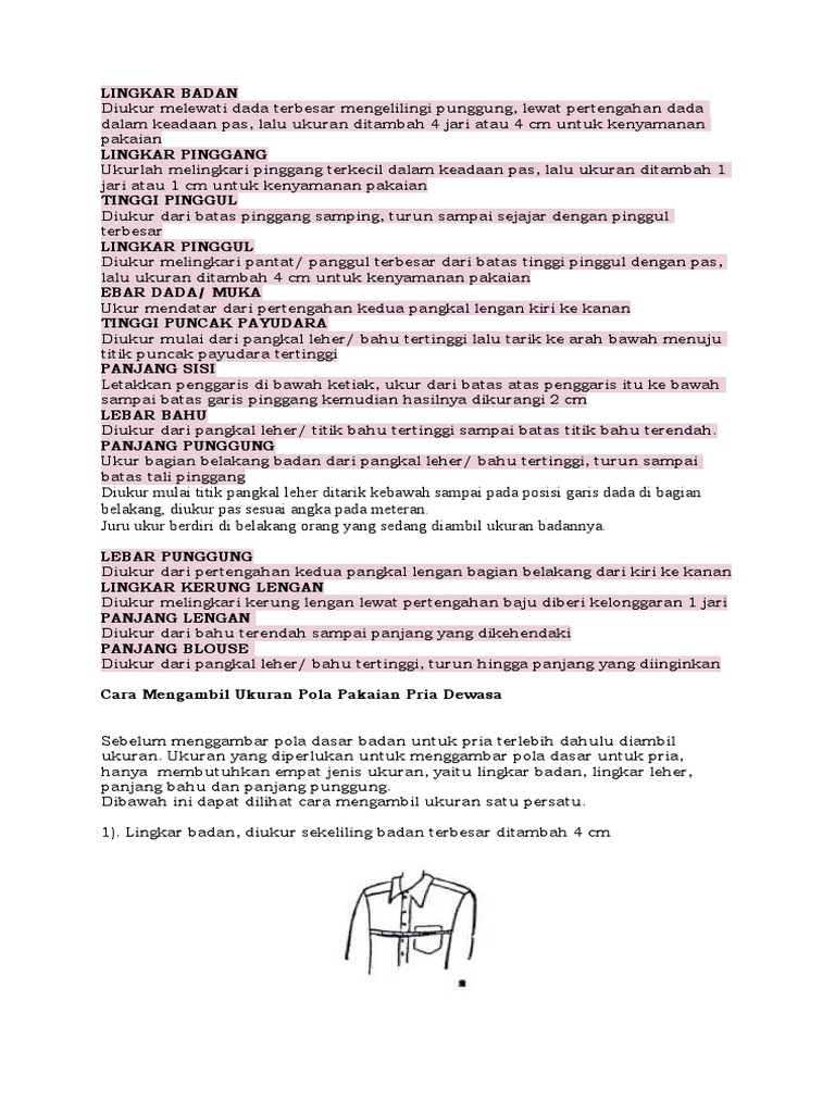 Cara Mengambil Ukuran Badan | PDF