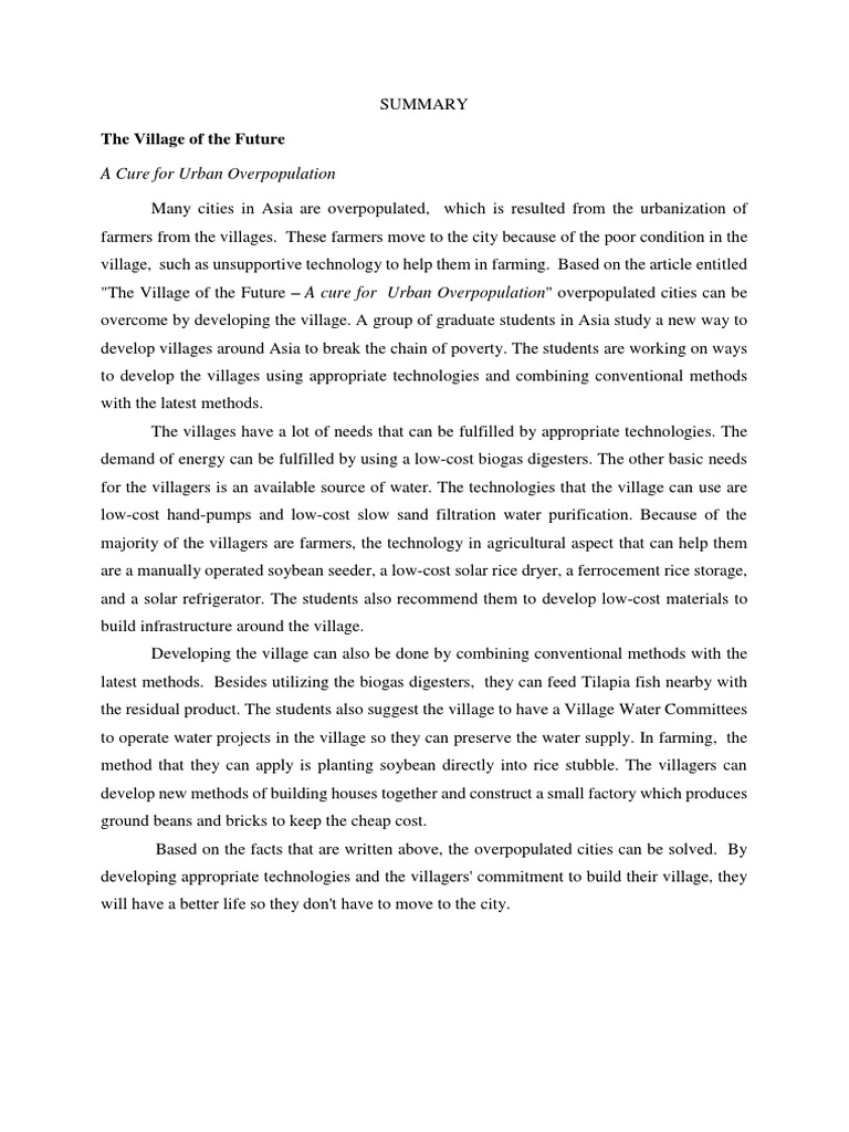 Example of Summary - English Class | PDF