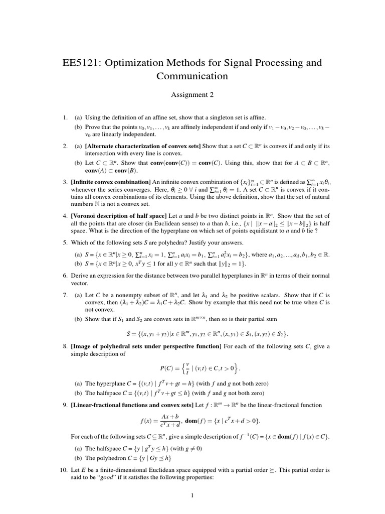 Tutorial 2 | PDF | Convex Set | Mathematical Objects