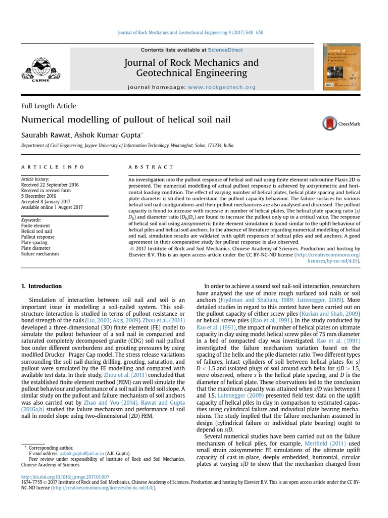 Journal of Rock Mechanics and Geotechnical Engineering: Saurabh Rawat ...