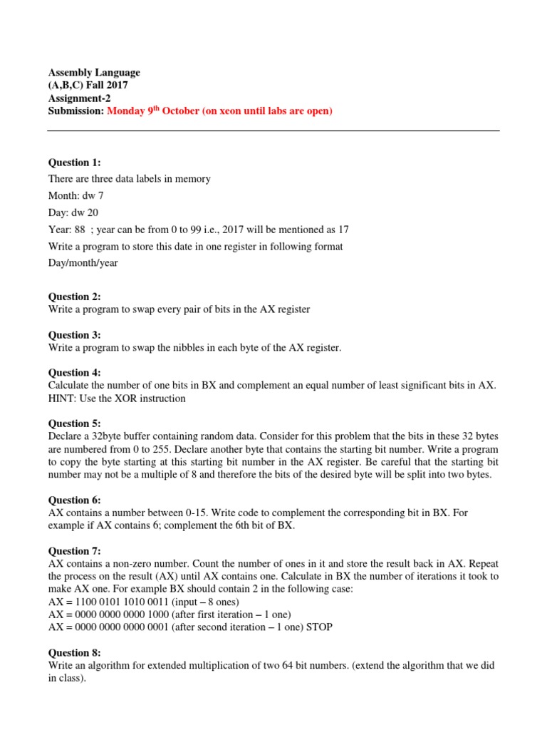 COAL Assignment 2 | PDF