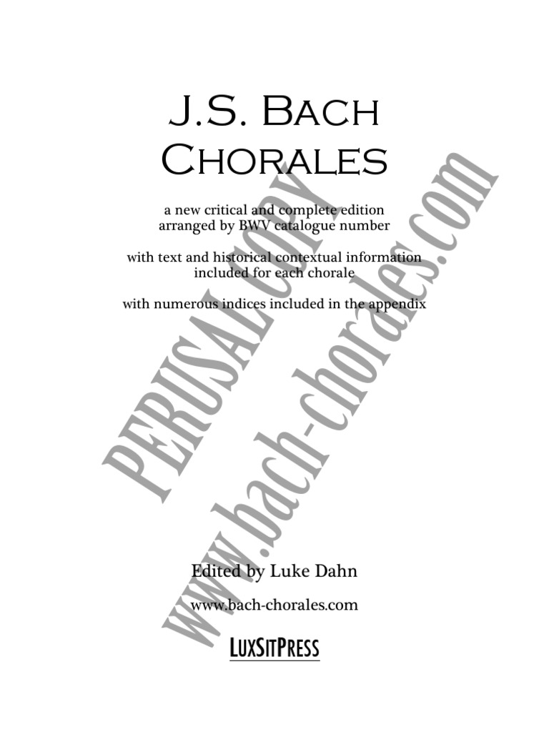 Bach Chorales Dahn Edition Sample | PDF | Bach Cantata | Johann ...
